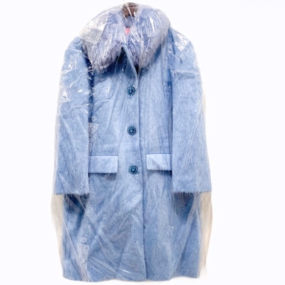 kate spade | Jackets & Coats | Kate Spade Wild Ones Fur Trim Coat Sky ...